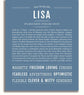 Lisa Personalized Name Meaning Art Prints – Name Stories