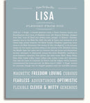 Lisa Personalized Name Meaning Art Prints – Name Stories