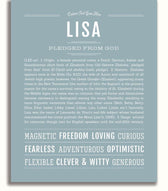 Lisa Personalized Name Meaning Art Prints – Name Stories