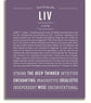 Liv Personalized Name Meaning Art Prints – Name Stories