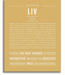Liv Personalized Name Meaning Art Prints – Name Stories