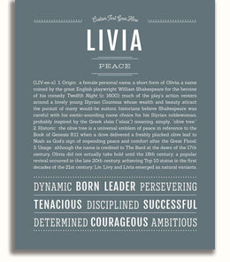 Livia Personalized Name Meaning Art Prints – Name Stories