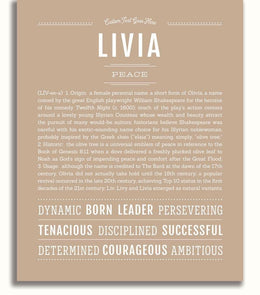 Livia Personalized Name Meaning Art Prints – Name Stories