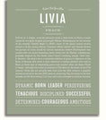 Livia Personalized Name Meaning Art Prints – Name Stories