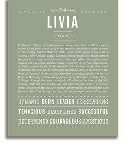 Livia Personalized Name Meaning Art Prints – Name Stories