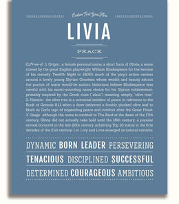 Livia Personalized Name Meaning Art Prints – Name Stories