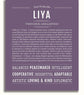 Liya Personalized Name Meaning Art Prints – Name Stories