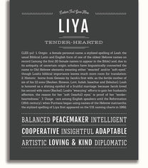 Liya Personalized Name Meaning Art Prints – Name Stories
