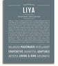 Liya Personalized Name Meaning Art Prints – Name Stories