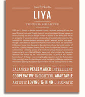 Liya Personalized Name Meaning Art Prints – Name Stories