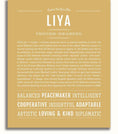 Liya Personalized Name Meaning Art Prints – Name Stories