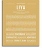 Liya Personalized Name Meaning Art Prints – Name Stories