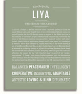Liya Personalized Name Meaning Art Prints – Name Stories