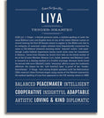 Liya Personalized Name Meaning Art Prints – Name Stories