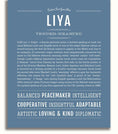 Liya Personalized Name Meaning Art Prints – Name Stories