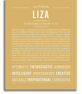 Liza Personalized Name Meaning Art Prints – Name Stories