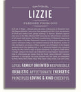 Lizzie Personalized Name Meaning Art Prints – Name Stories