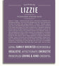 Lizzie Personalized Name Meaning Art Prints – Name Stories