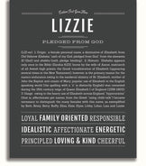 Lizzie Personalized Name Meaning Art Prints – Name Stories