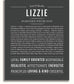 Lizzie Personalized Name Meaning Art Prints – Name Stories