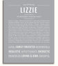 Lizzie Personalized Name Meaning Art Prints – Name Stories