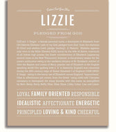 Lizzie Personalized Name Meaning Art Prints – Name Stories