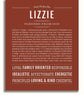 Lizzie Personalized Name Meaning Art Prints – Name Stories