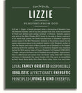 Lizzie Personalized Name Meaning Art Prints – Name Stories