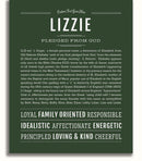 Lizzie Personalized Name Meaning Art Prints – Name Stories