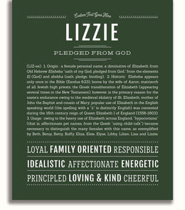 Lizzie | Name Art Print – Name Stories