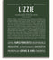 Lizzie Personalized Name Meaning Art Prints – Name Stories