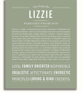 Lizzie Personalized Name Meaning Art Prints – Name Stories