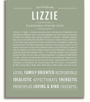 Lizzie Personalized Name Meaning Art Prints – Name Stories