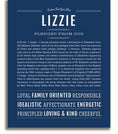 Lizzie Personalized Name Meaning Art Prints – Name Stories