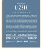 Lizzie Personalized Name Meaning Art Prints – Name Stories