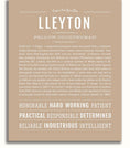 Lleyton Personalized Name Meaning Art Prints – Name Stories