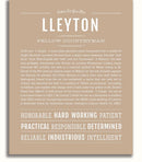 Lleyton Personalized Name Meaning Art Prints – Name Stories