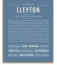 Lleyton Personalized Name Meaning Art Prints – Name Stories