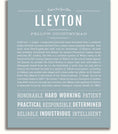 Lleyton Personalized Name Meaning Art Prints – Name Stories