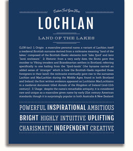 Lochlan Personalized Name Meaning Art Prints – Name Stories