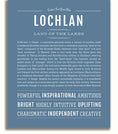 Lochlan Personalized Name Meaning Art Prints – Name Stories