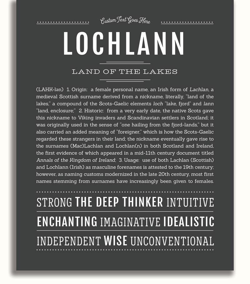 Lochlann Personalized Name Meaning Art Prints – Name Stories
