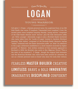 Logan Personalized Name Meaning Art Prints – Name Stories