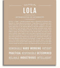 Lola Personalized Name Meaning Art Prints – Name Stories