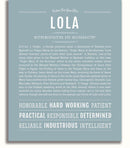 Lola Personalized Name Meaning Art Prints – Name Stories