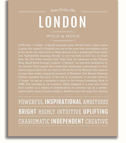 London Personalized Name Meaning Art Prints – Name Stories