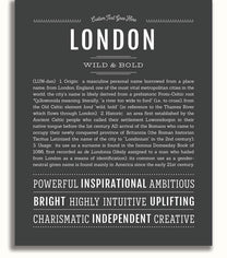 London Personalized Name Meaning Art Prints – Name Stories