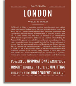 London Personalized Name Meaning Art Prints – Name Stories