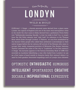 Londyn Personalized Name Meaning Art Prints – Name Stories