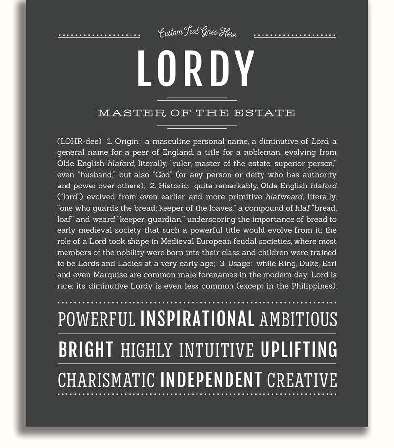 Lordy Personalized Name Meaning Art Prints – Name Stories